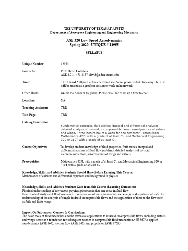 209 Syllabus ASE320 Goldstein | PDF