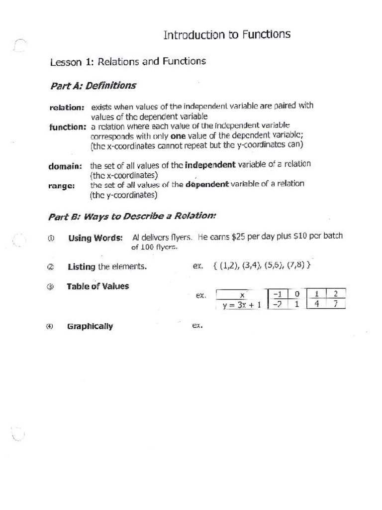 Unit 1 - Lesson 1 Introduction To Functions | PDF