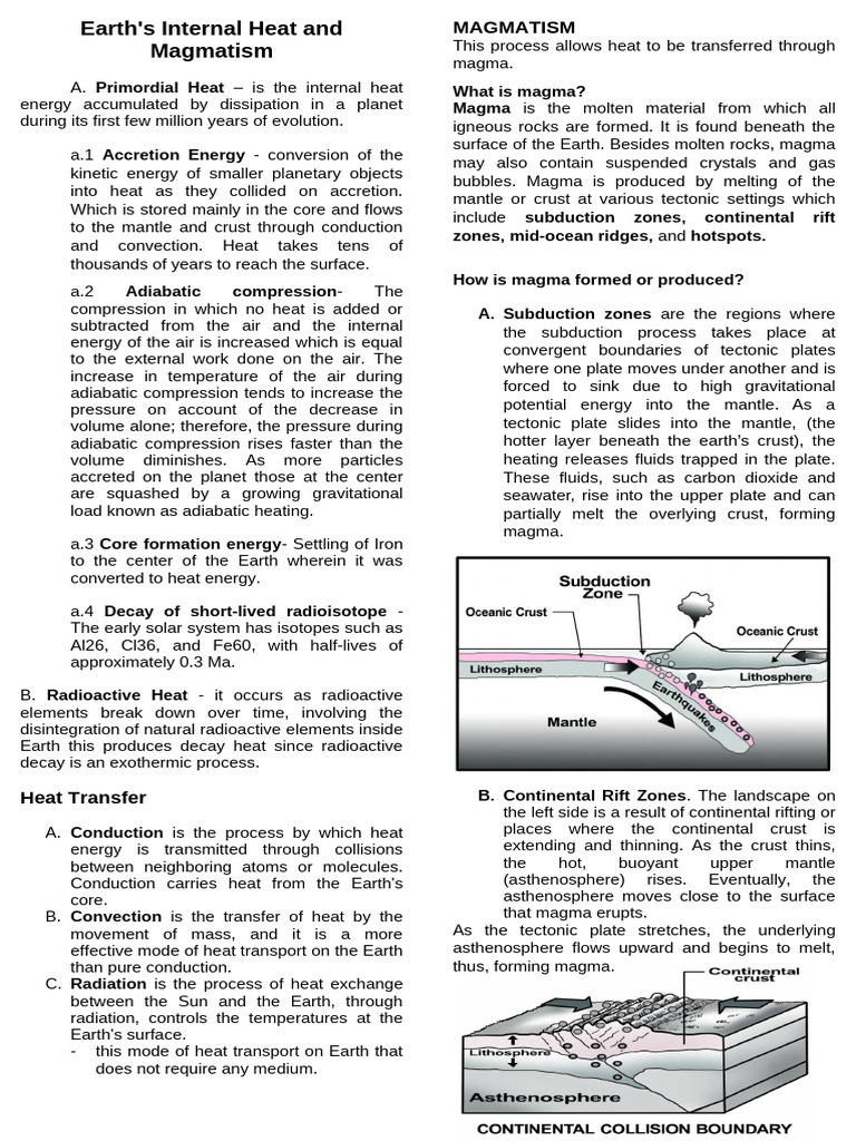 Earth's Internal Heat and Magmatism - Student's | PDF | Magma | Igneous Rock