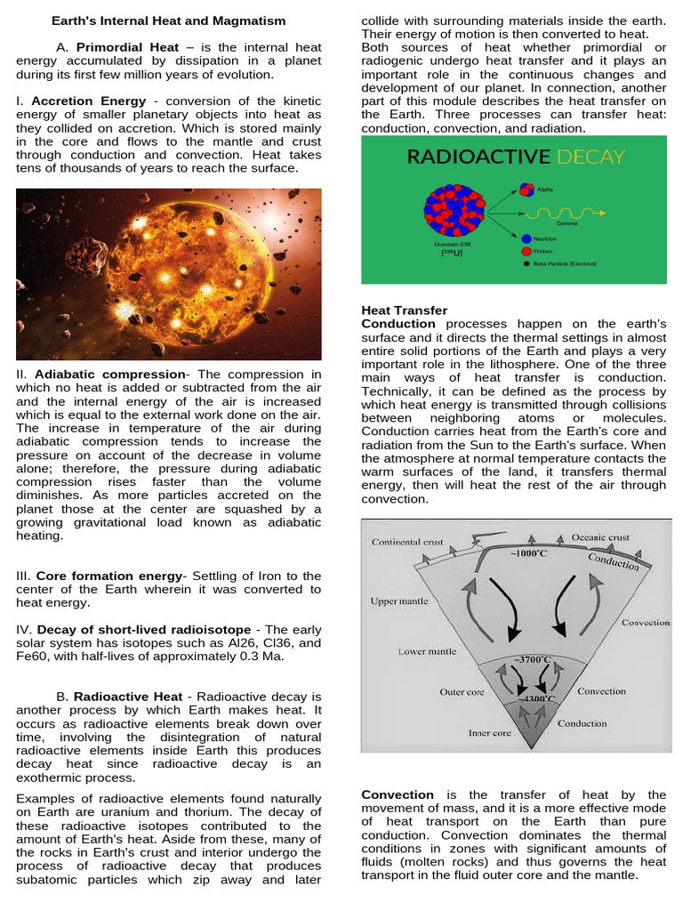 Earth's Internal Heat and Magmatism | PDF