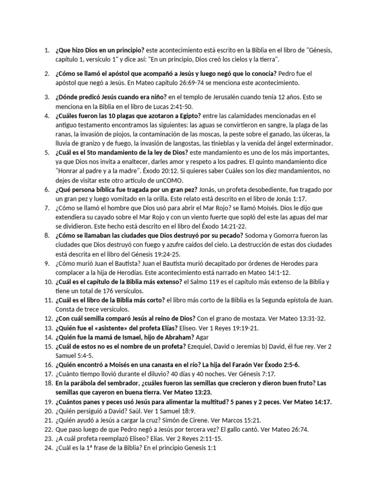 Preguntas de La Biblia Faciles | PDF