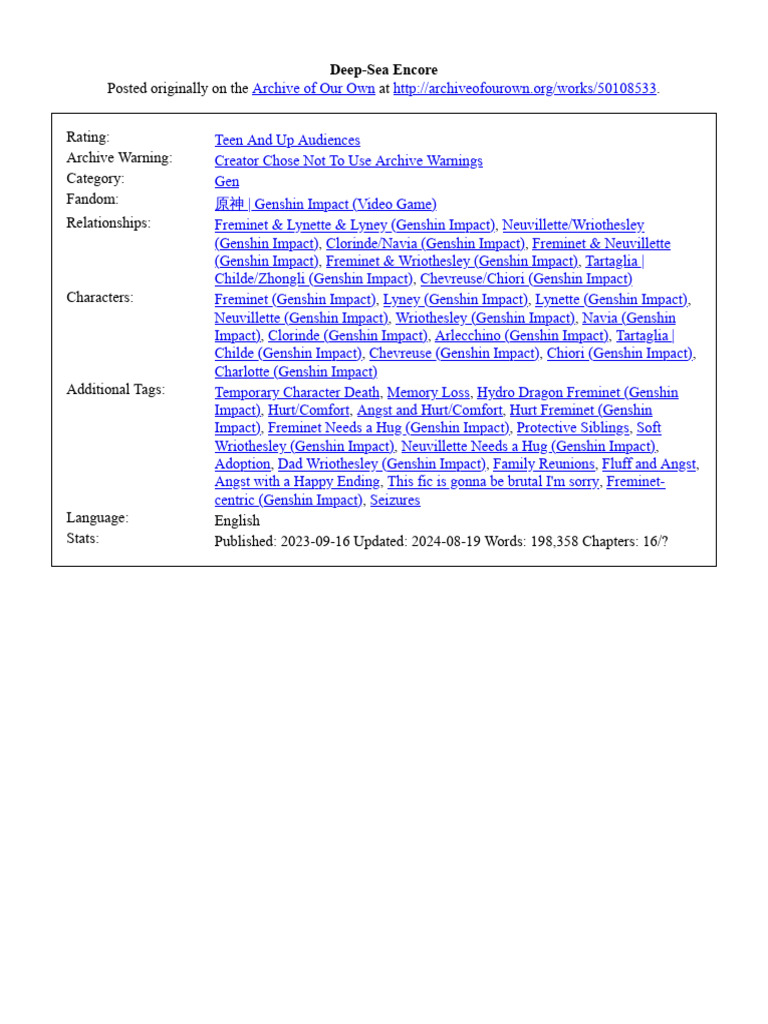 Deep Sea Encore | PDF