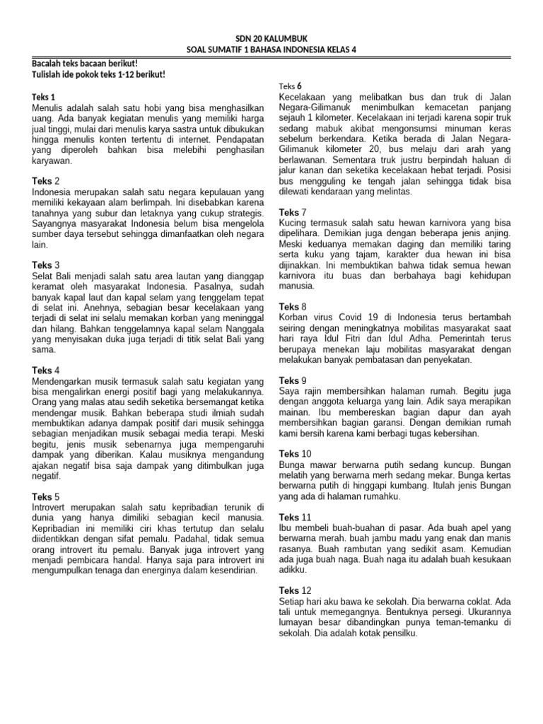 sumatif 1 bahasa indonesia | PDF