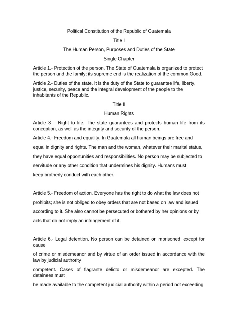 Political Constitution of the Republic of Guatemala | PDF