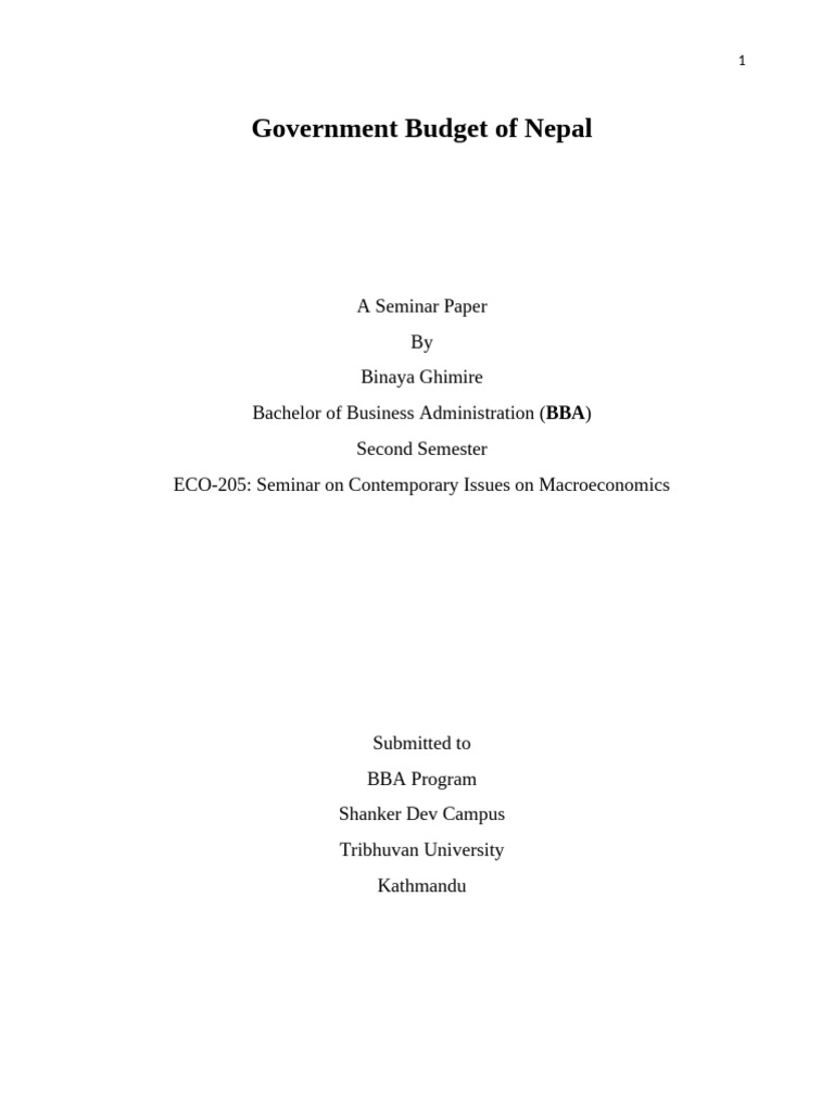 Economics Seminar Binaya | PDF | Fiscal Policy | Government Budget