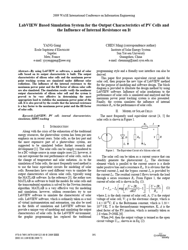 LabVIEW Based Simulation System For The Output Characteristics of PV ...