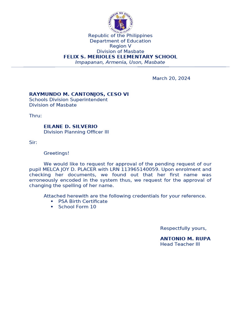 JUSTIFICATION LETTER - Lis | PDF