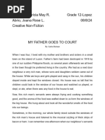 My Father Goes To Court by Carlos Bulosan PDF | PDF | Laughter | Courtroom