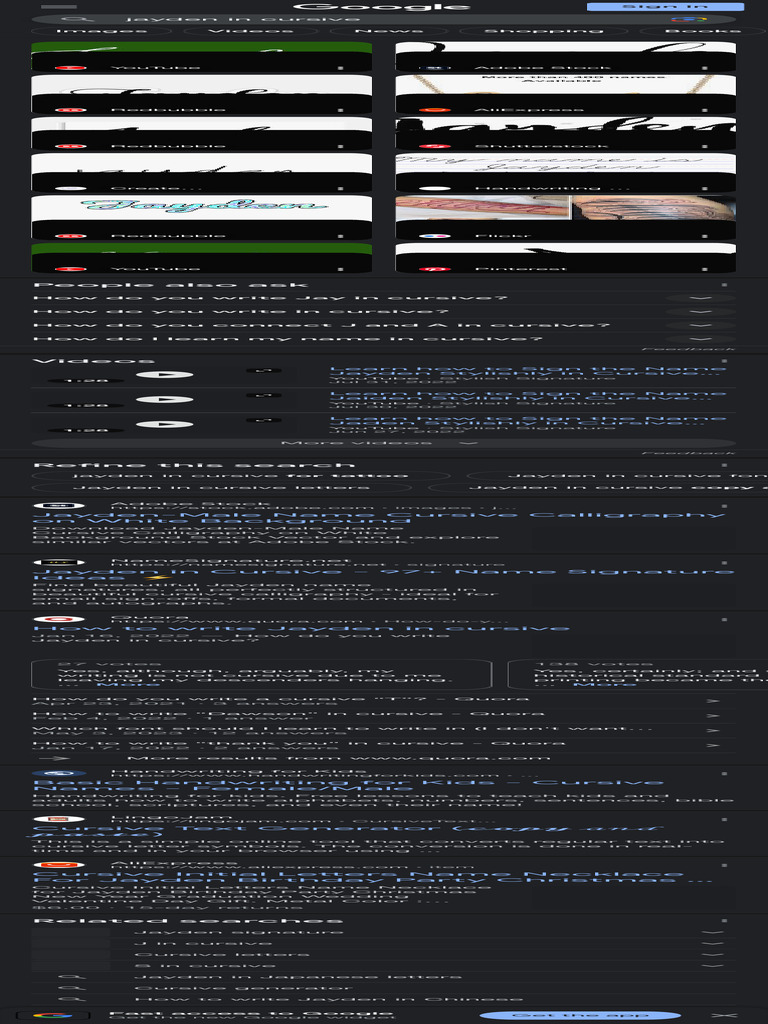 Jayden in Cursive - Google Search | PDF | Writing