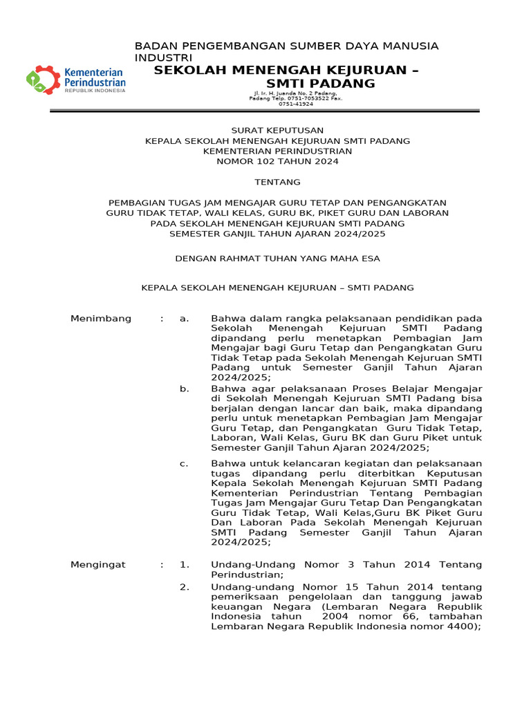 SK Mengajar Ganjil 2024-2025 | PDF