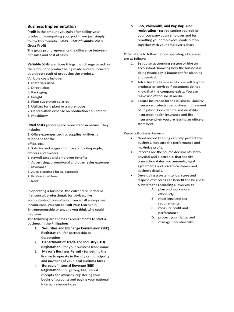 Business Implementation | PDF