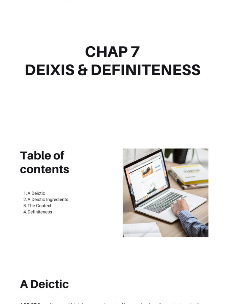 Chap 7 Deixis & Definiteness | PDF