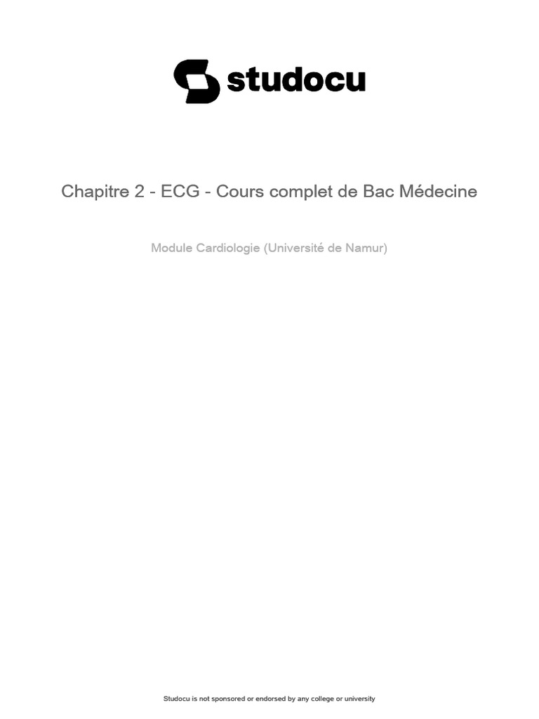 Chapitre 2 Ecg Cours Complet de Bac Medecine | PDF
