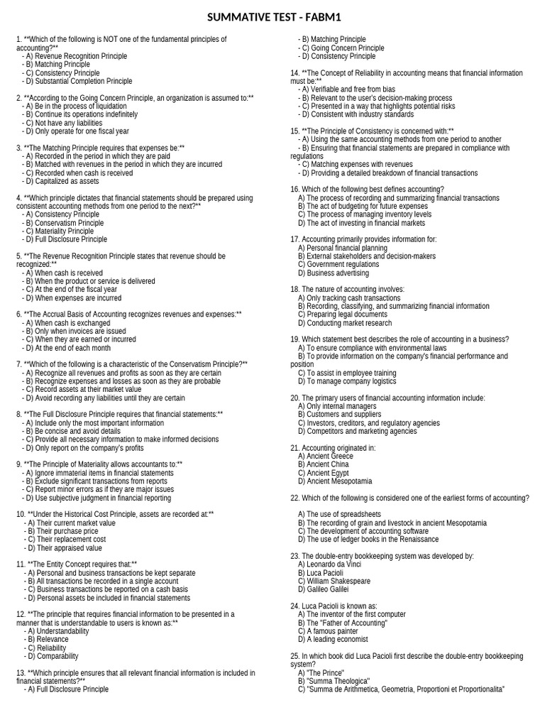 SUMMATIVE TEST abm2s | PDF