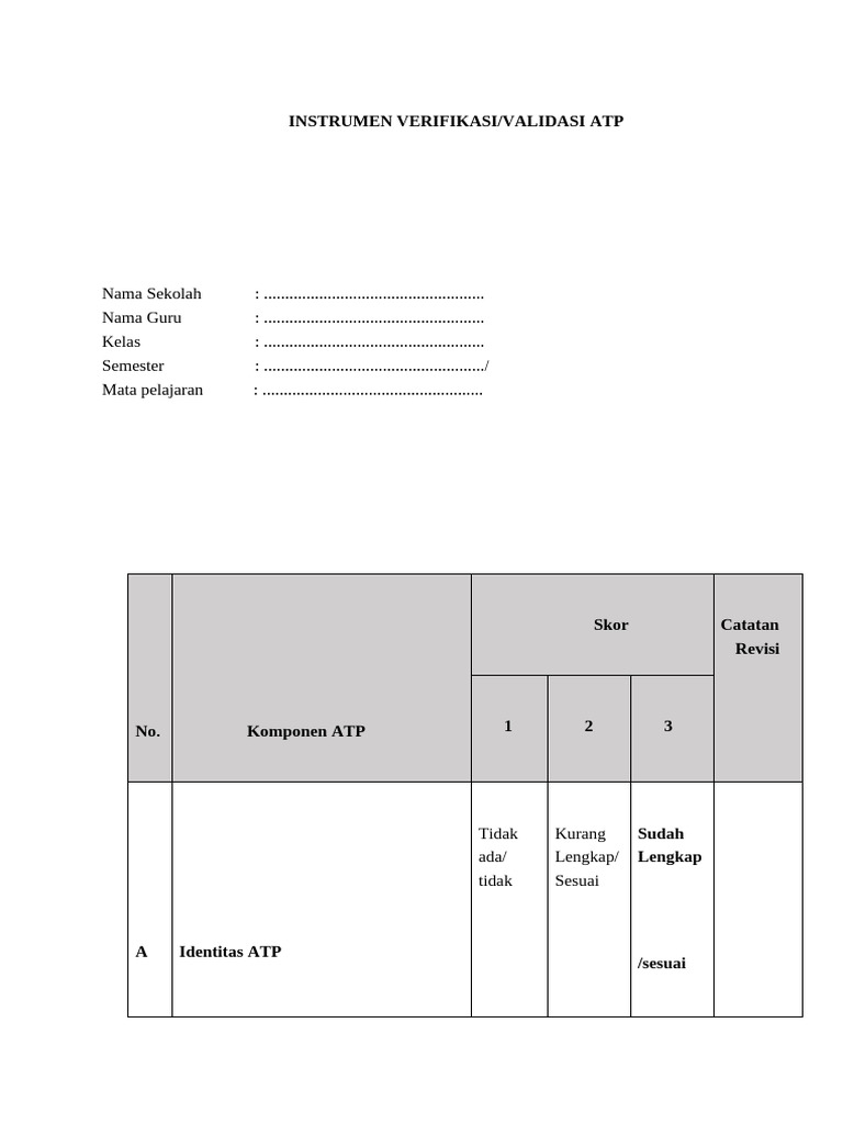 Instrumen Verifikasi Atp | PDF