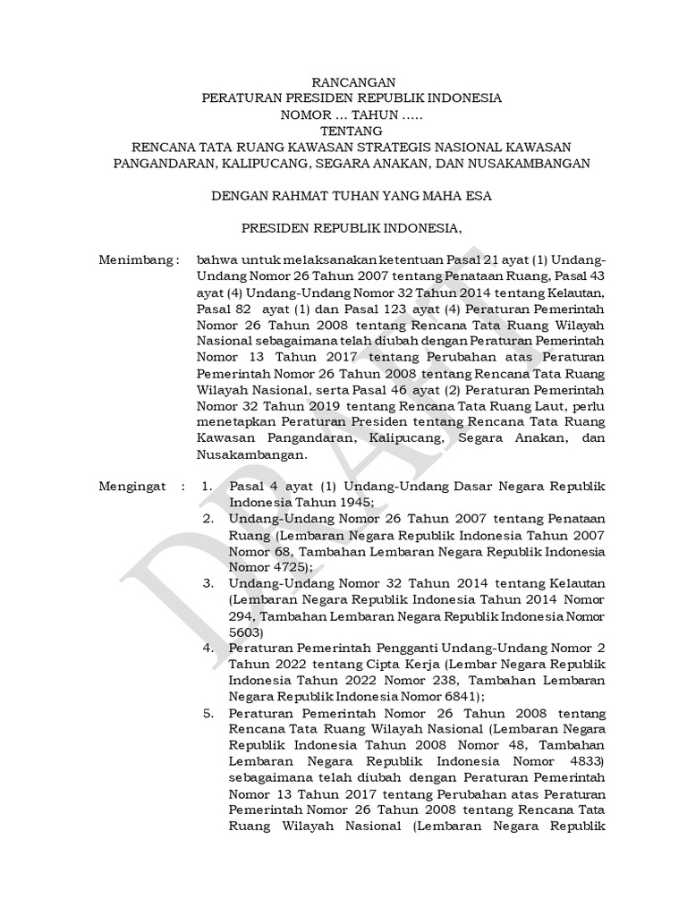 Draft RPerpres RTR Pacangsanak - Pasca Pra PAK I - 2023 | PDF