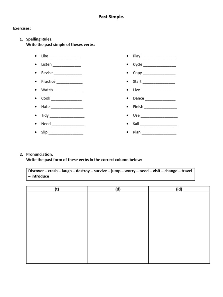 Past Simple Exercises | PDF