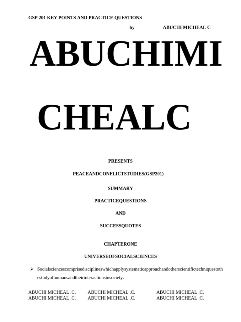 Gsp201 Summary by Abuchi Micheal .C. (Son of Man) | PDF