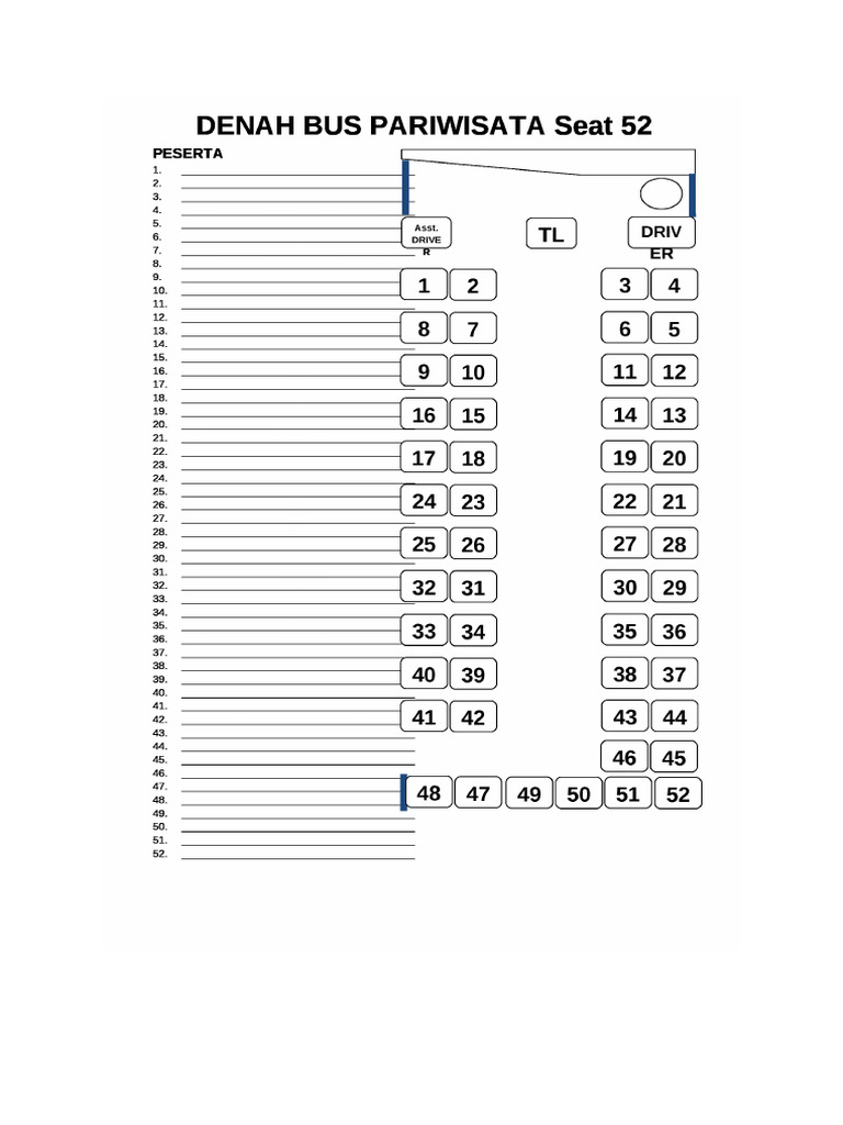 Denah Bus Seat 52 | PDF