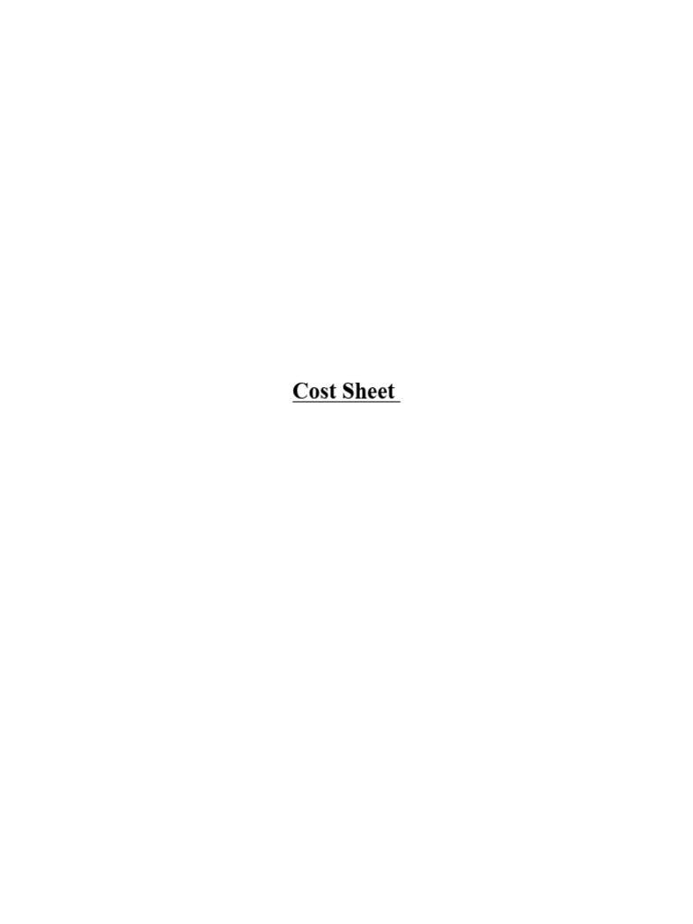 Cost Sheet | PDF