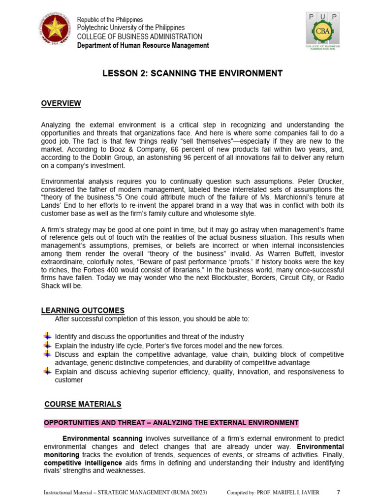 BUMA 20023 - STRATEGIC MANAGEMENT - Standard IM-2 | PDF