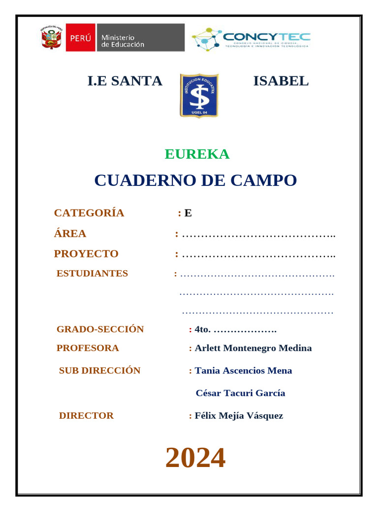 Caratula Cuaderno Campo-eureka | PDF