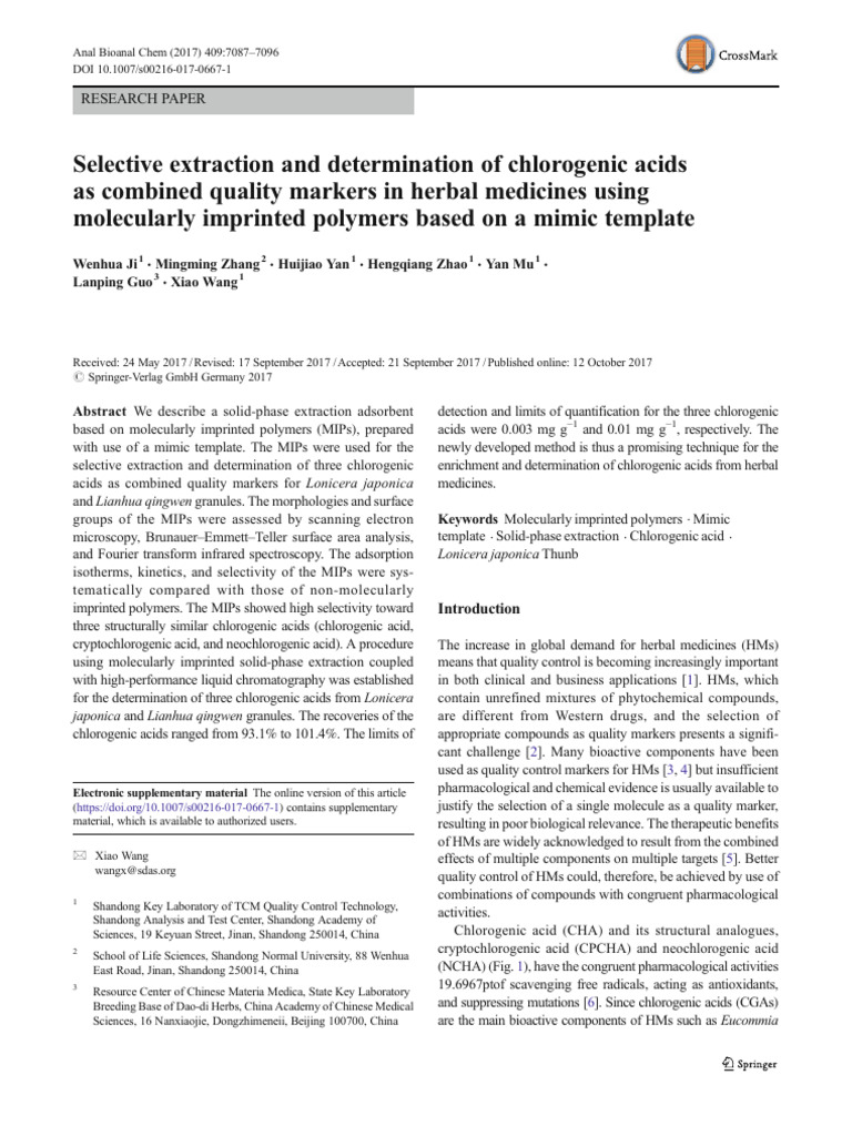 Chlorogenic Acid - Template Mimic | PDF