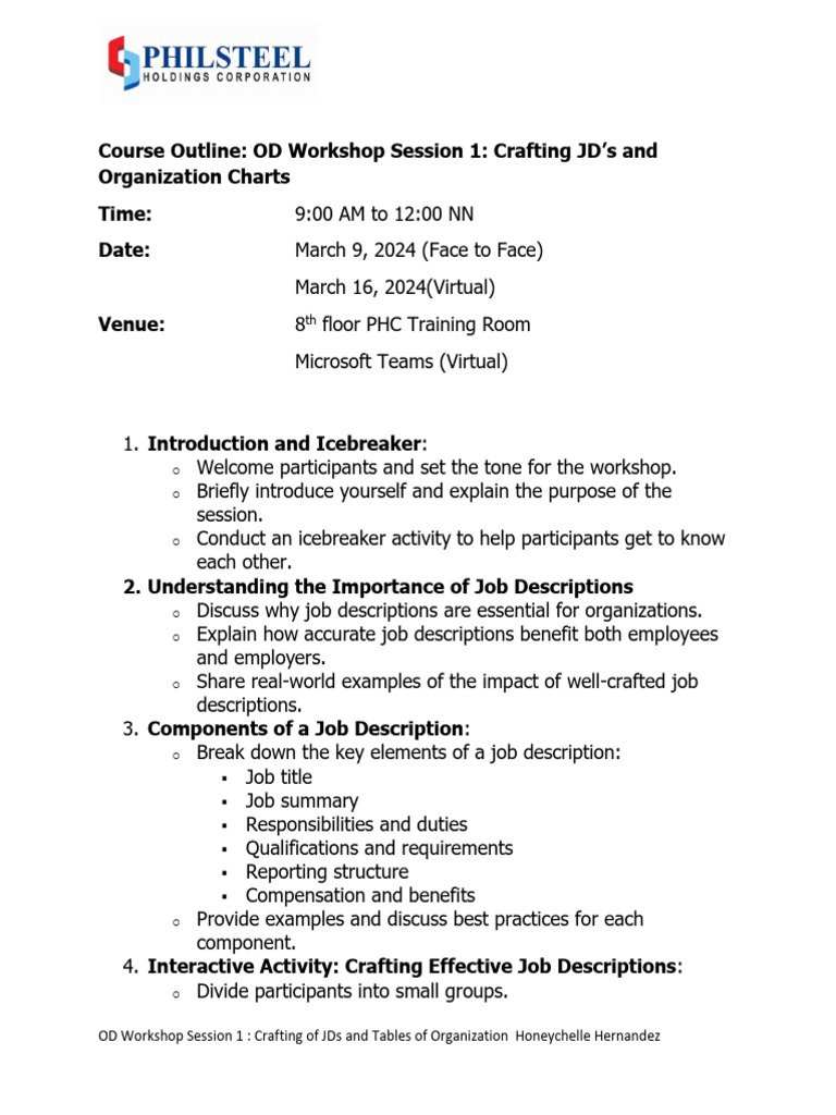 Course JD Workshop | PDF