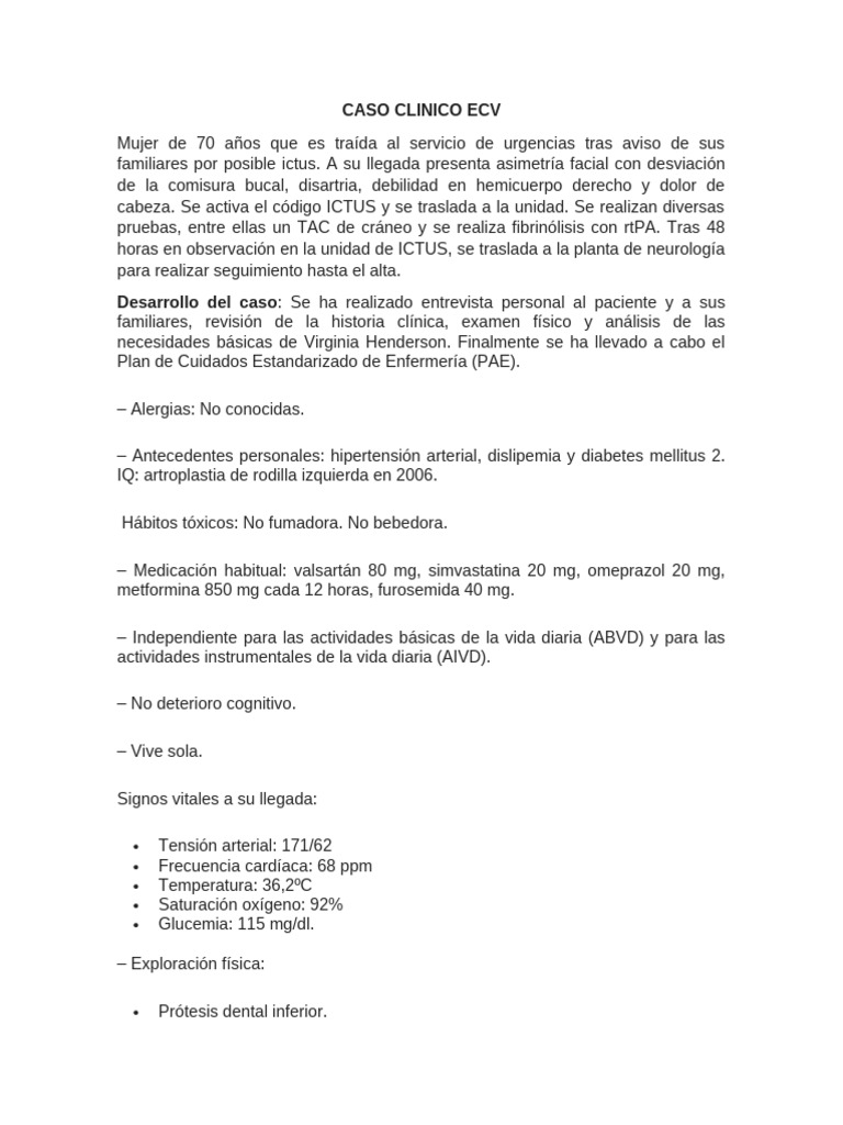 CASO CLINICO ECV Mapa | PDF
