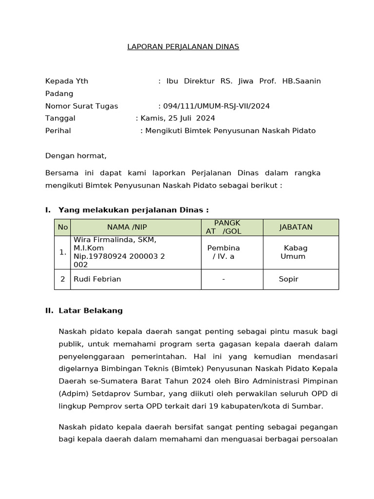 Laporan Perdin Pidato Bkt 2024 | PDF