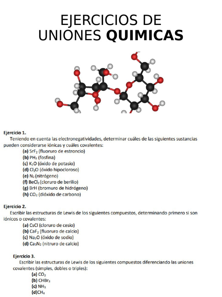 Ejercicios de Uniones Quimicas. | PDF