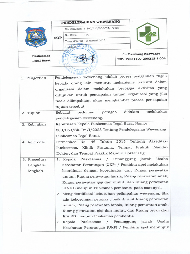 Sop Pendelegasian Wewenang Pdf