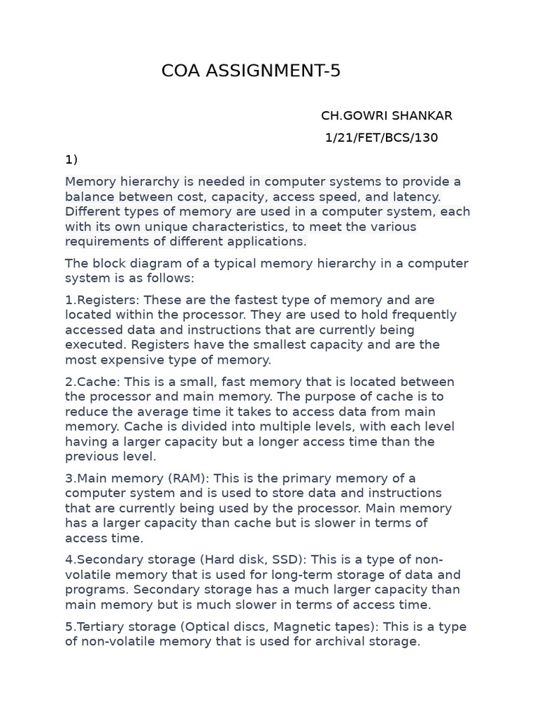 COA ASSIGNMENT 5 | PDF