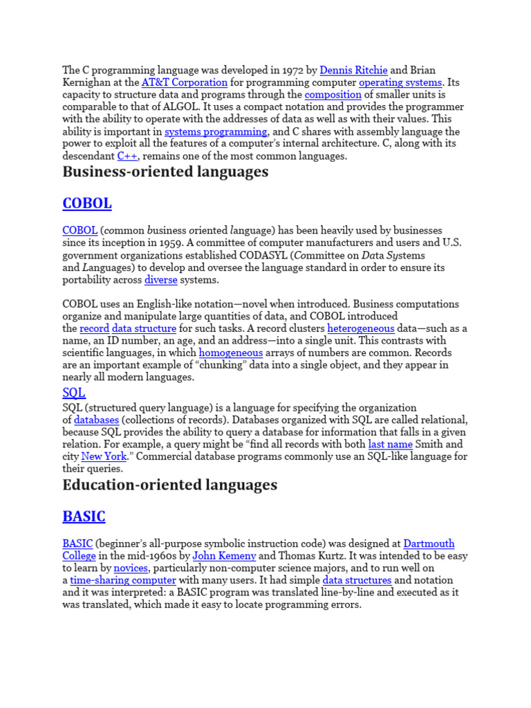 History of C Language | PDF