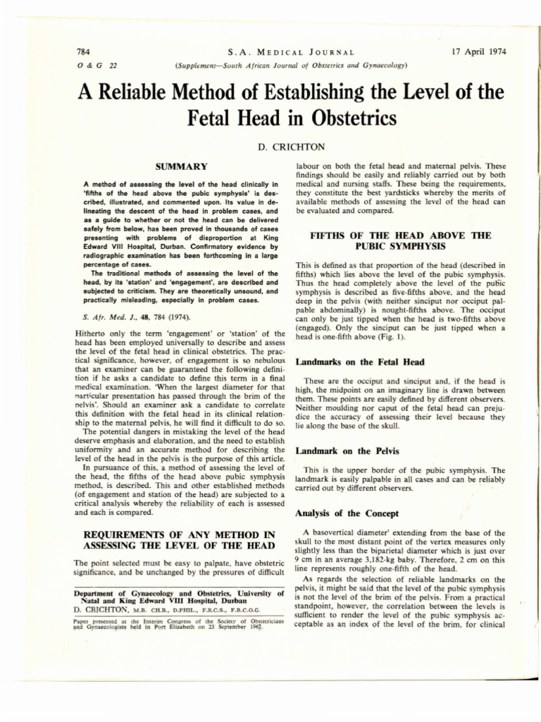 3.9 A Reliable Method of Establishing The Level of The Fetal Head in ...