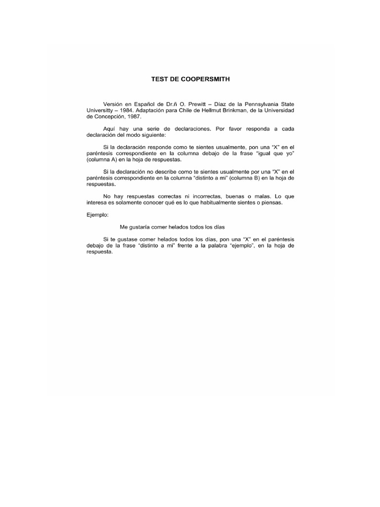 Test de Coopersmith | PDF