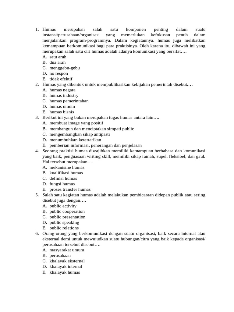 Soal Otk Humas XI 2024 | PDF