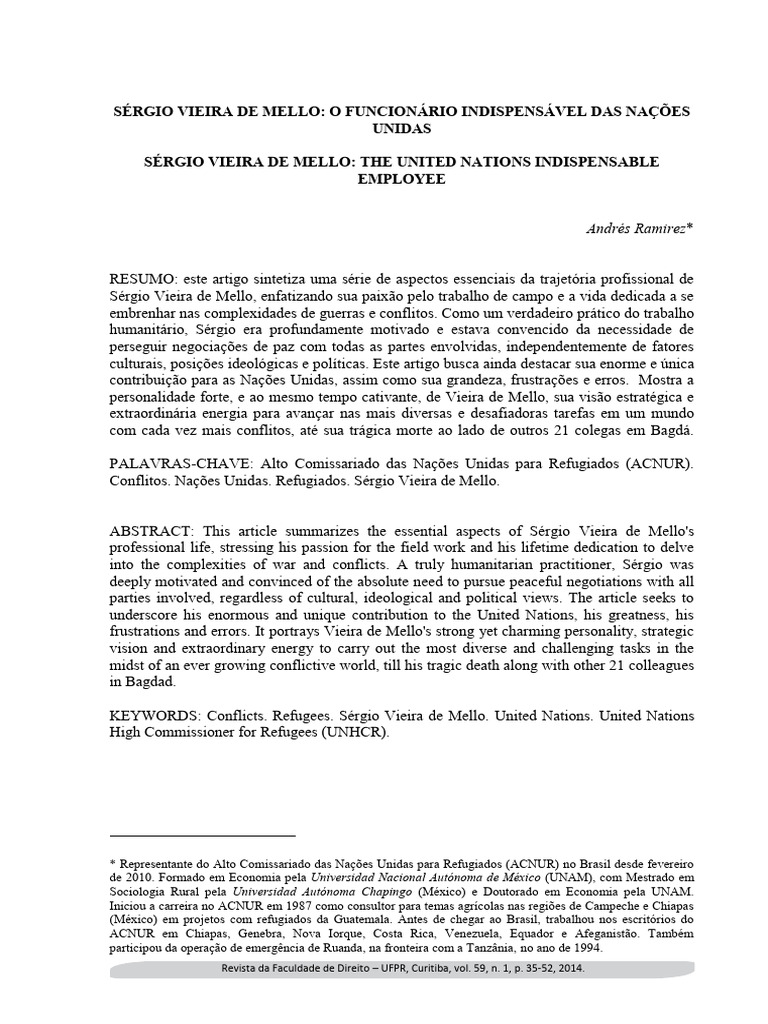 Sergio de Mello - ONU | PDF