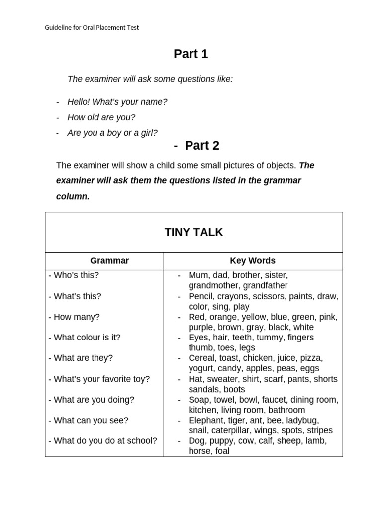 KIDS - Placement test | PDF