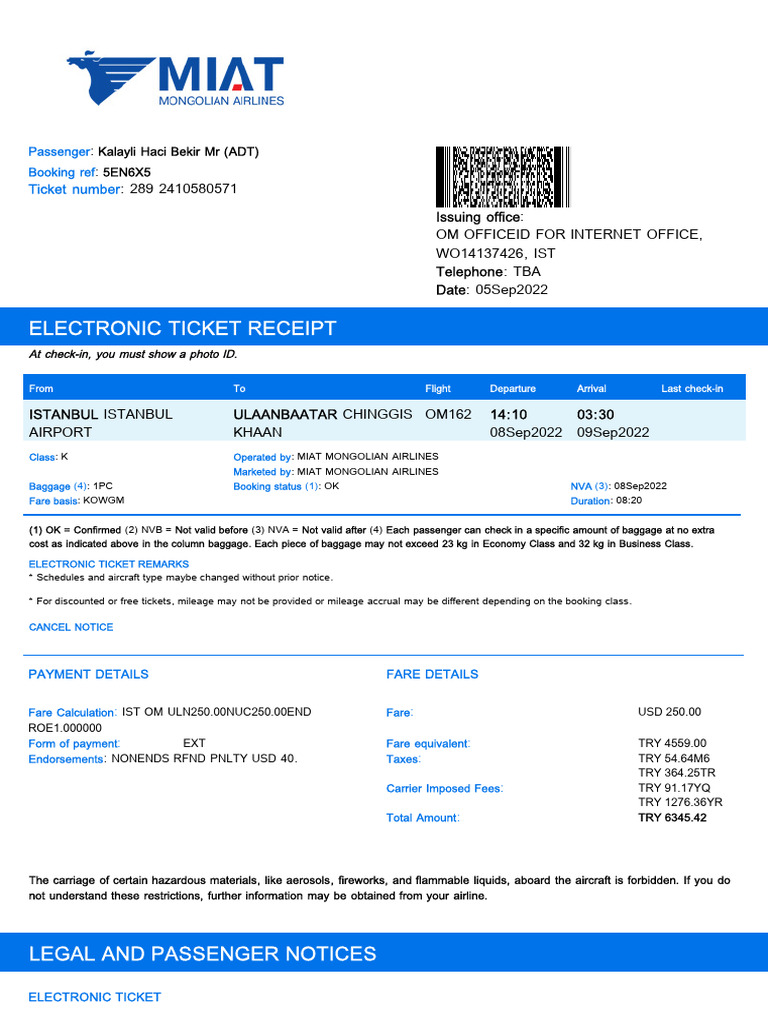 Your Electronic Ticket EMD Receipt | PDF