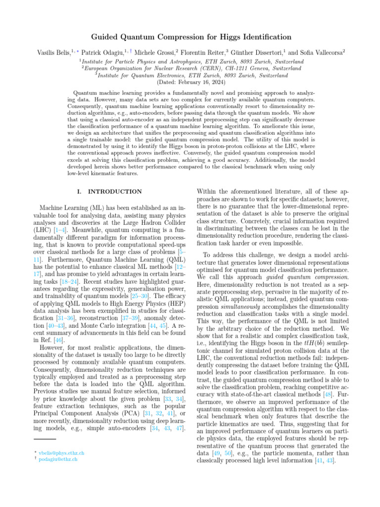 Guided Quantum Compression For Higgs Identification | PDF
