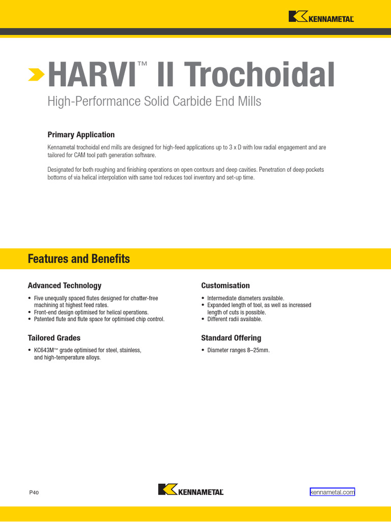 Kennametal - Harvi II Trochoidal | PDF