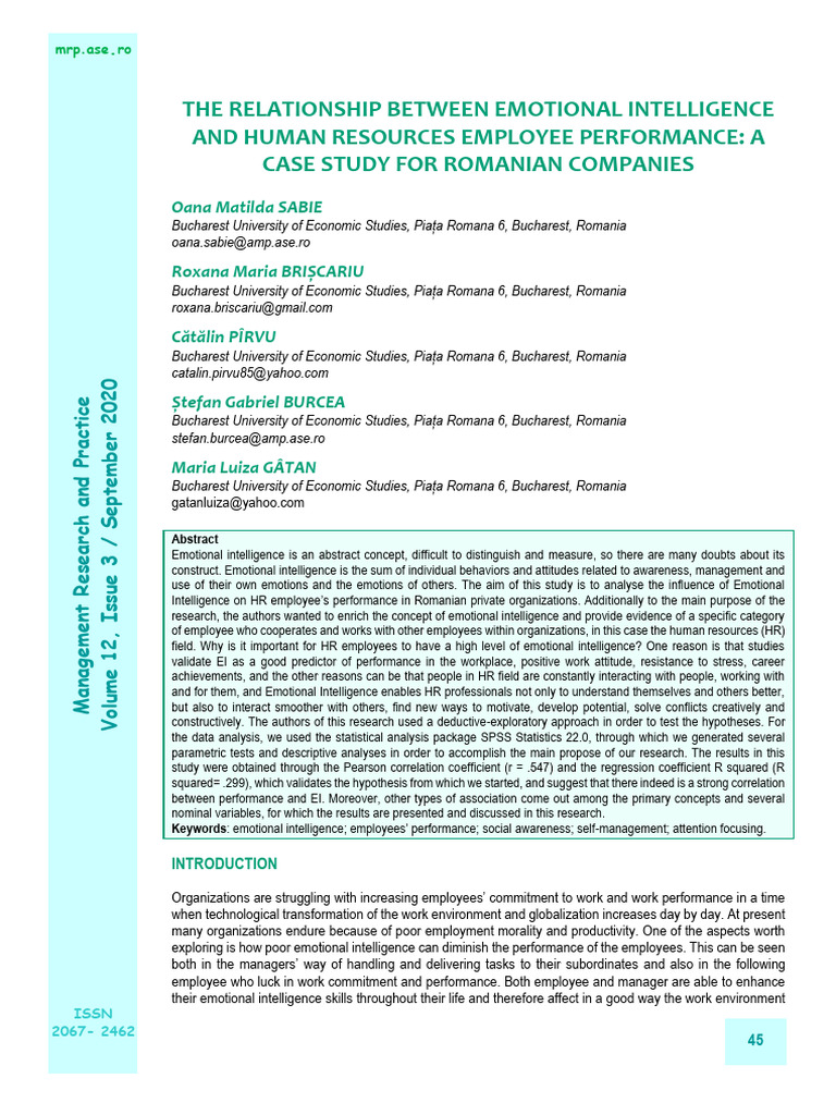 The Relationship Between Emotional Intelligence and Human Resources ...