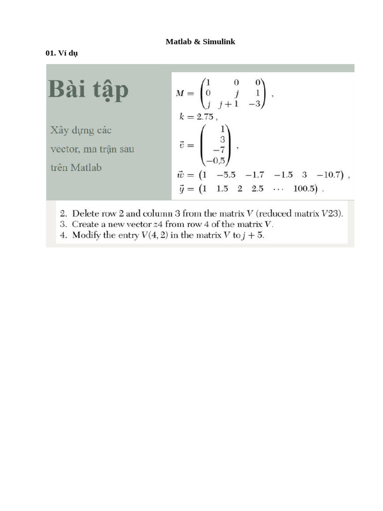 Bài tập Matlab | PDF