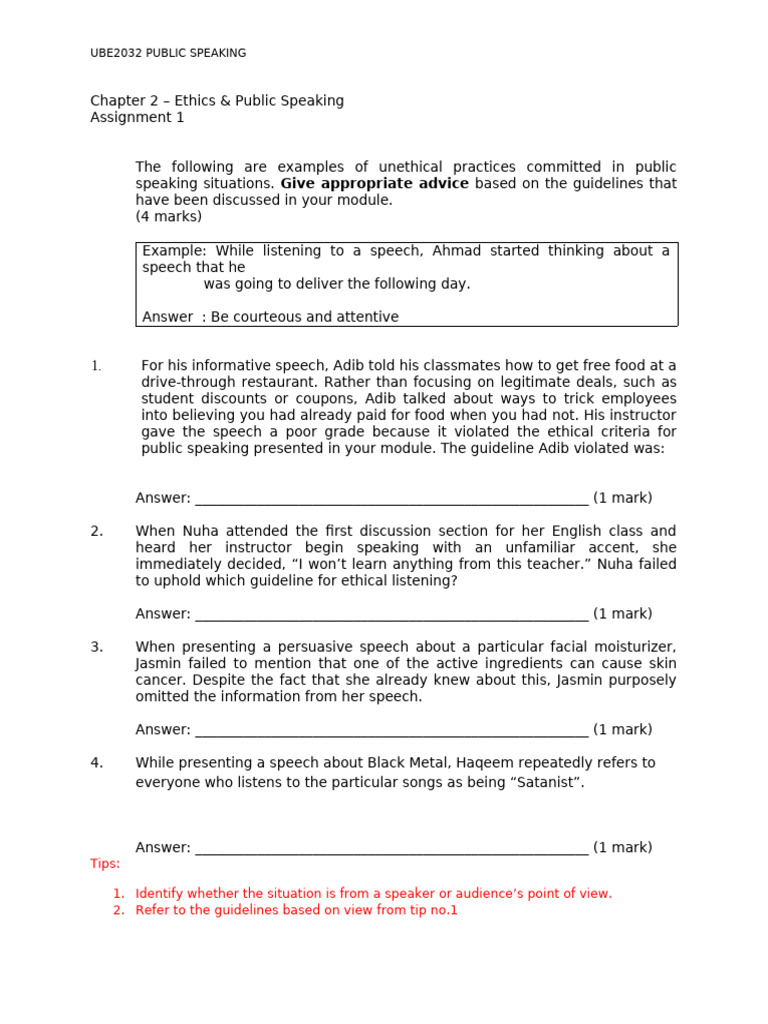 Assignment Public Speaking | PDF