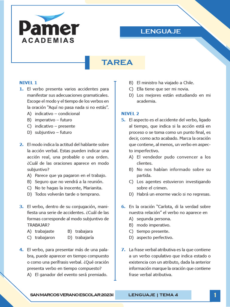 t Sem4 Leng El Verbo | PDF