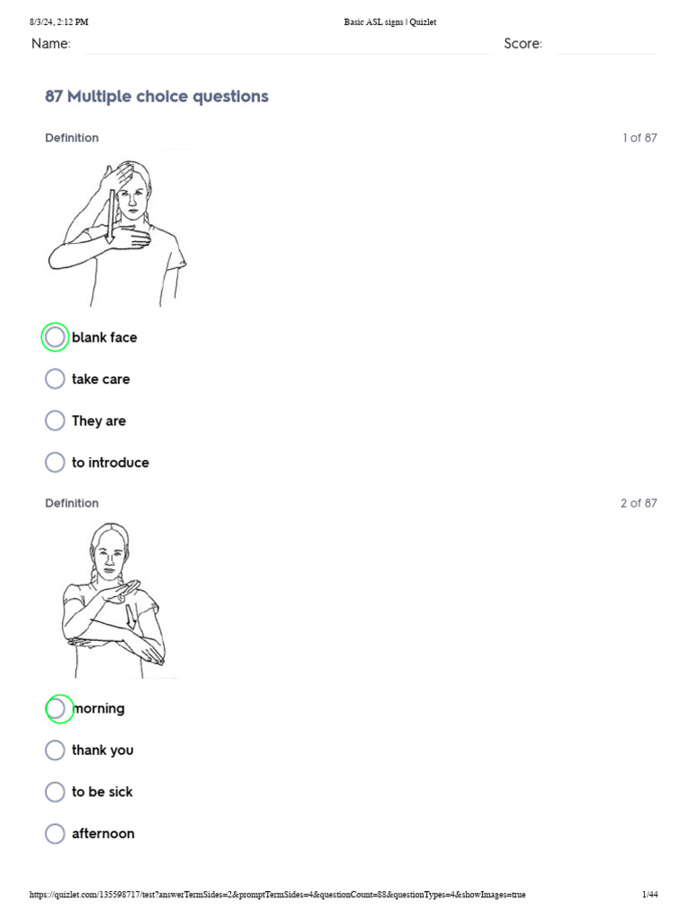 Nicole Romero - ASL PRE-TEST | PDF
