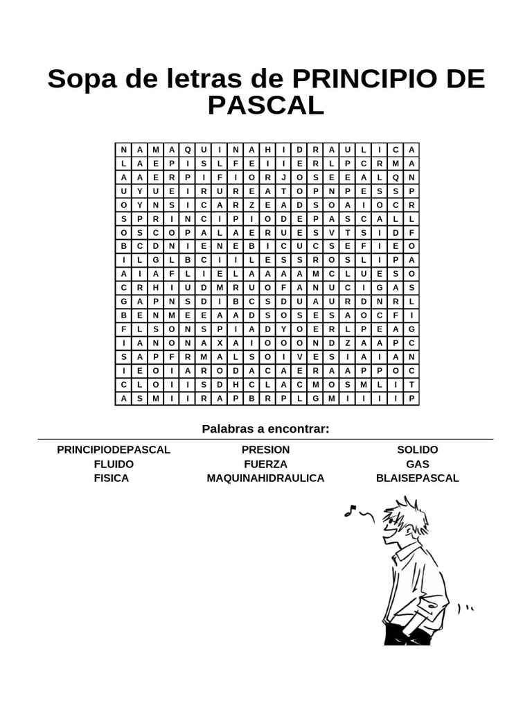 Sopa de Letras de Principio de Pascal | PDF