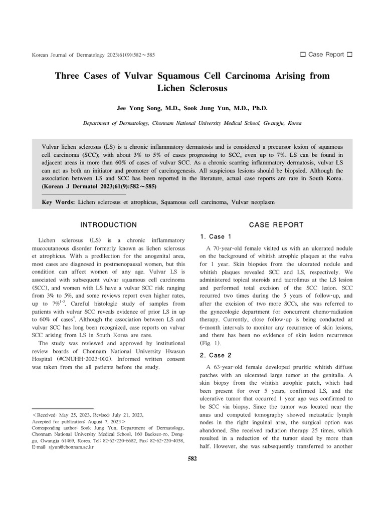 Three Cases of Vulvar Squamous Cell Carcinoma Arising From Lichen ...