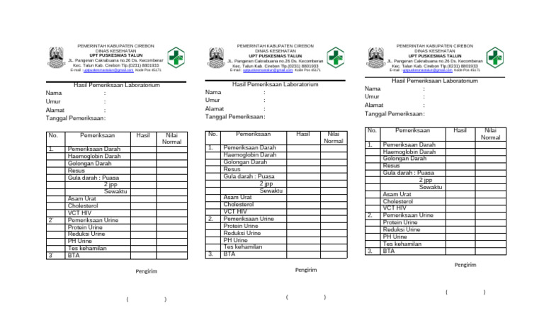 Form Hasil Lab | PDF